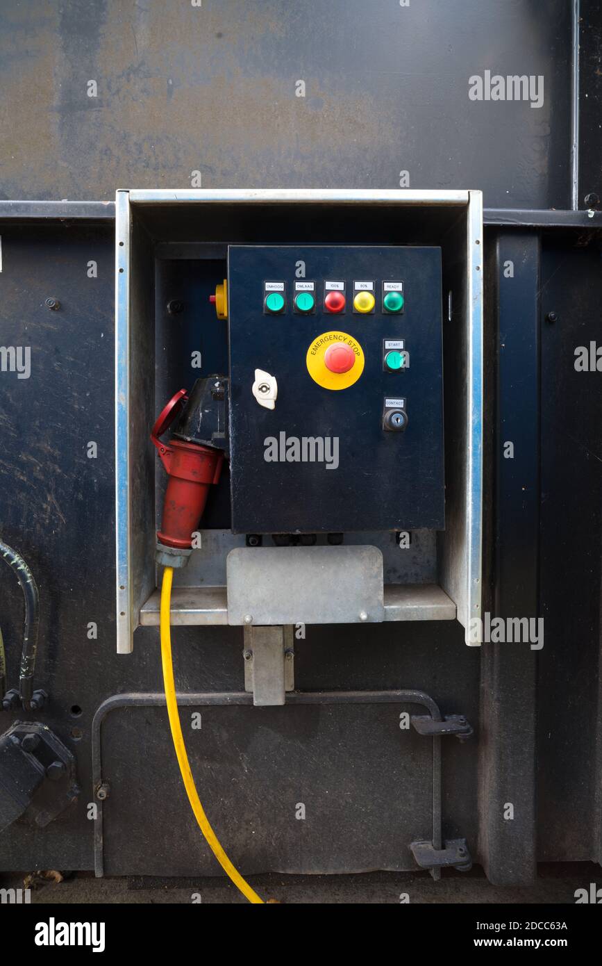 control panel on a waste press container Stock Photo - Alamy