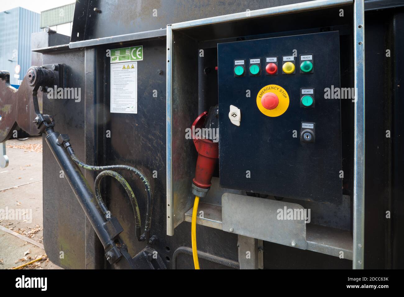 control panel on a waste press container Stock Photo - Alamy
