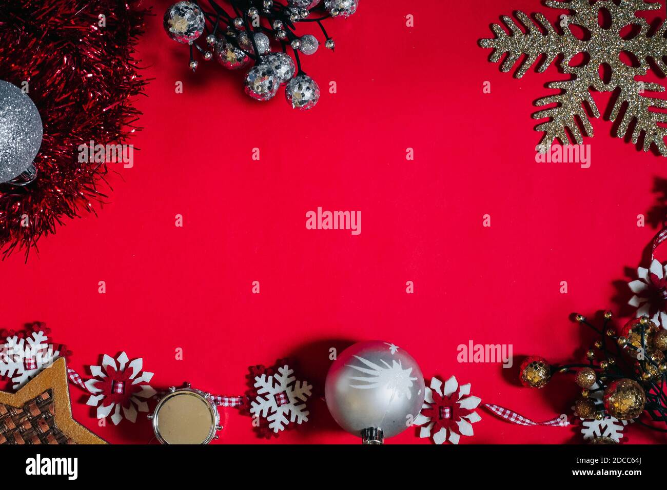 Christmas red background design, Christmas decoration Stock Photo - Alamy