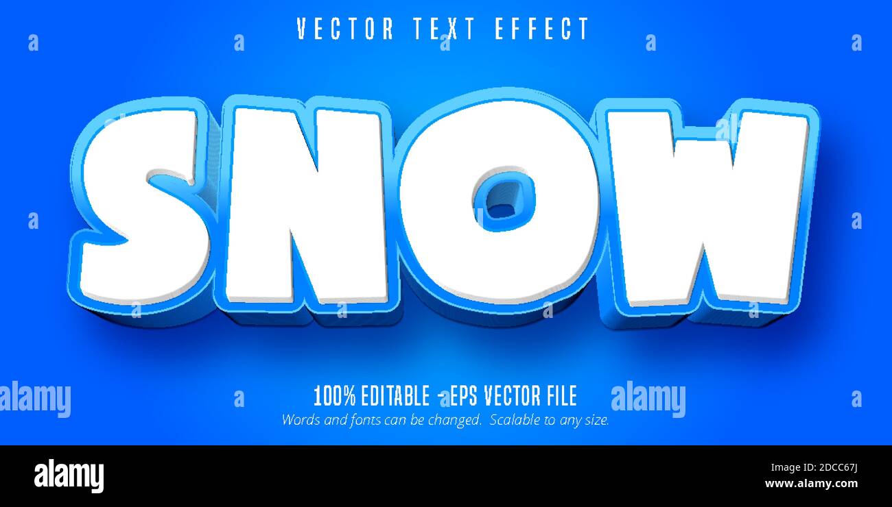Snow text, cartoon style editable text effect Stock Vector Image & Art ...