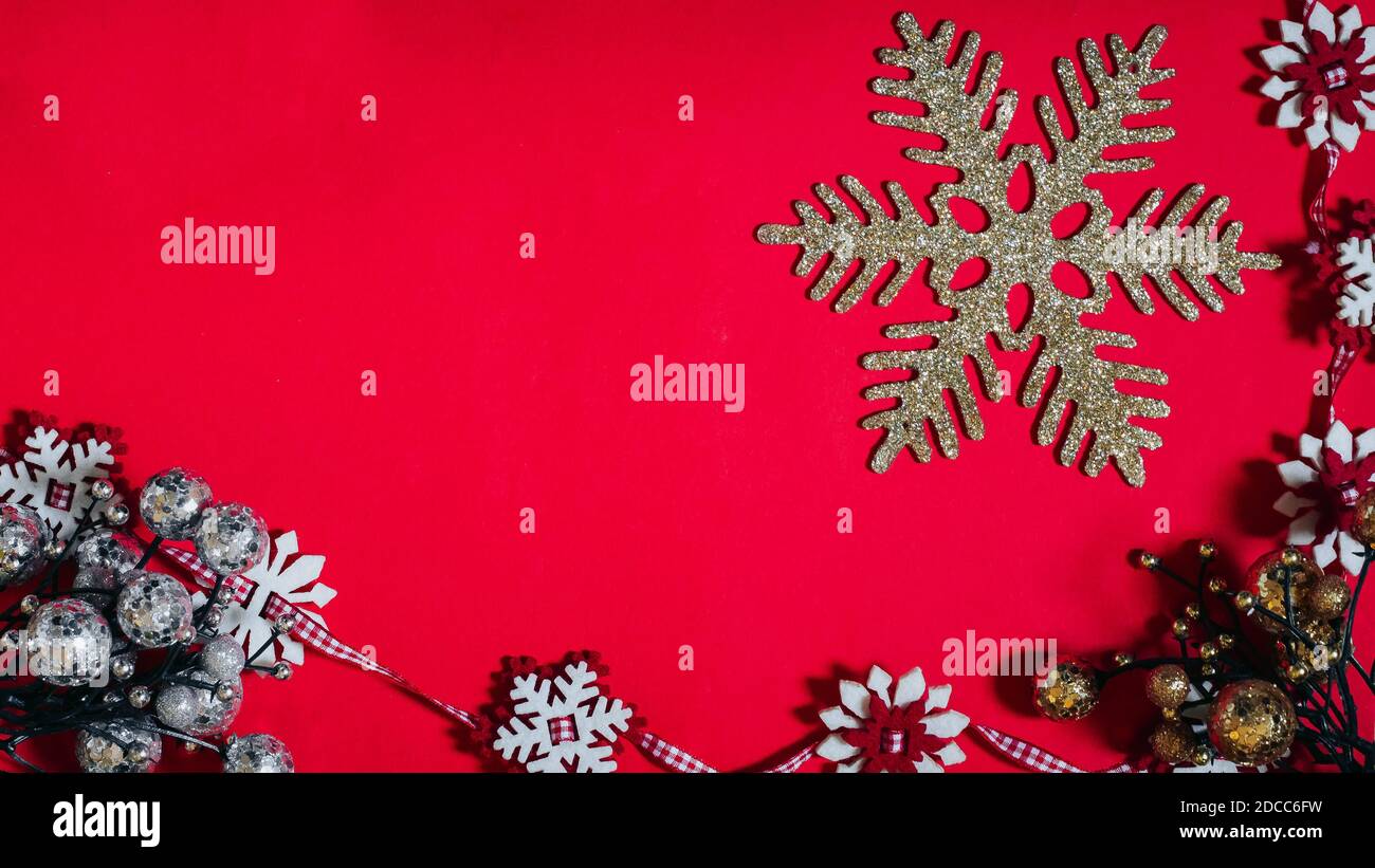 Christmas red background design, Christmas decoration Stock Photo - Alamy