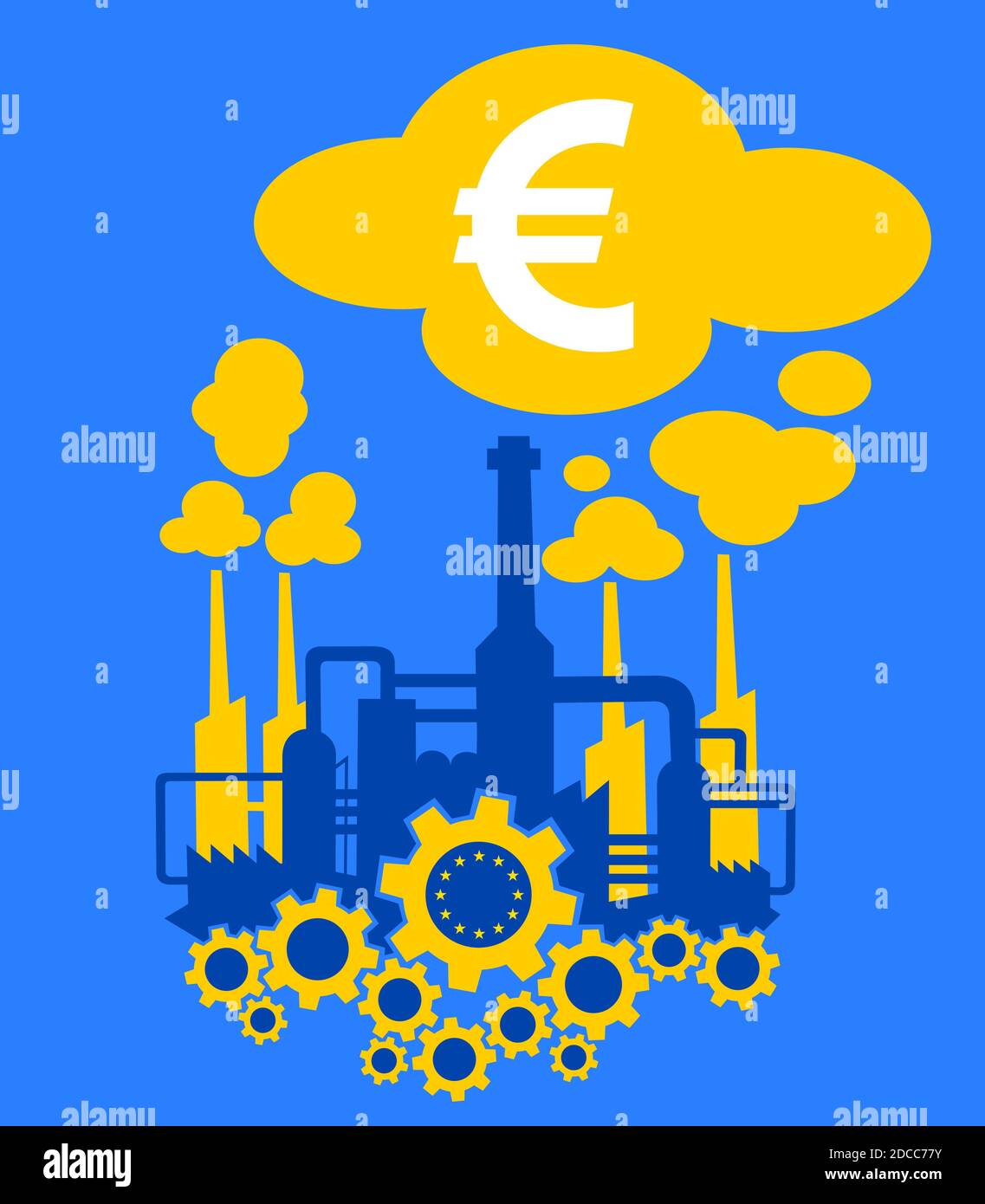Factory in the colors of flag of European Union as metaphor of European ...