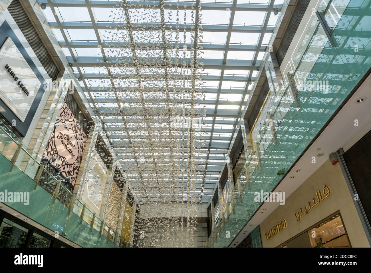 Glass roof of Dubai mall, one of the world's largest shopping malls in ...