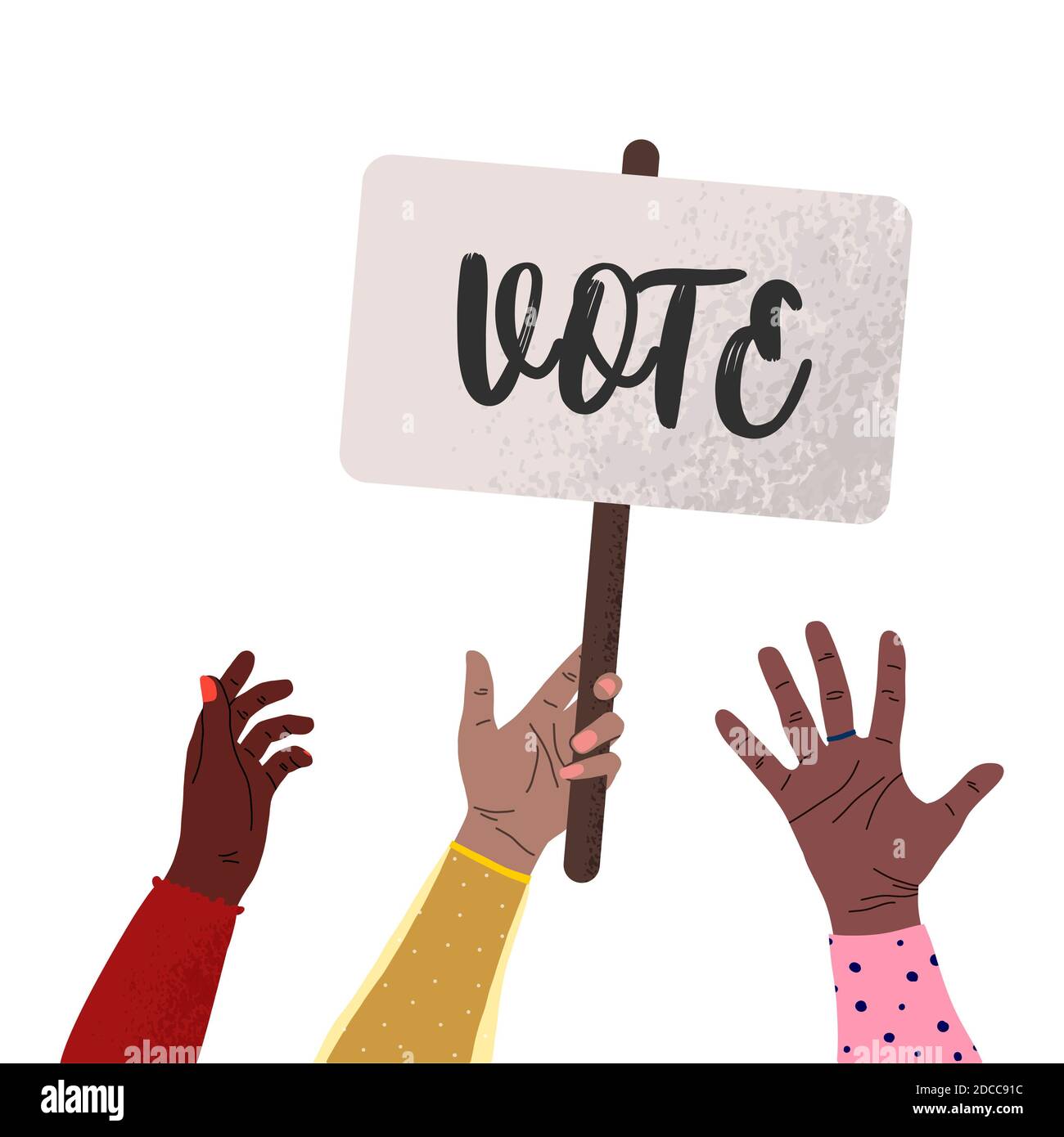 Set of minimalistic colored female hands art drawings symbols or signs ...