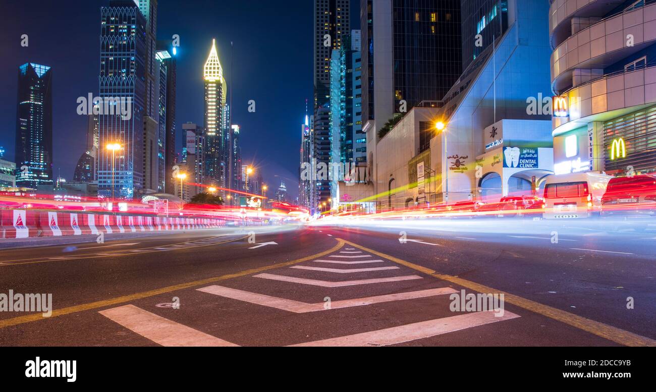 Main road of a United Arab Emirates, Shekh Zayed road. Shot taken in ...