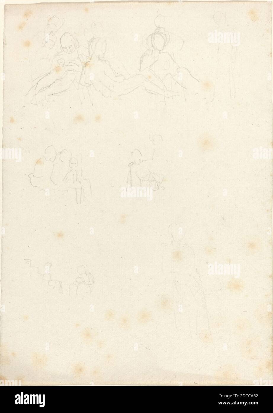 John Flaxman, (artist), British, 1755 - 1826, Studies of Seated and ...