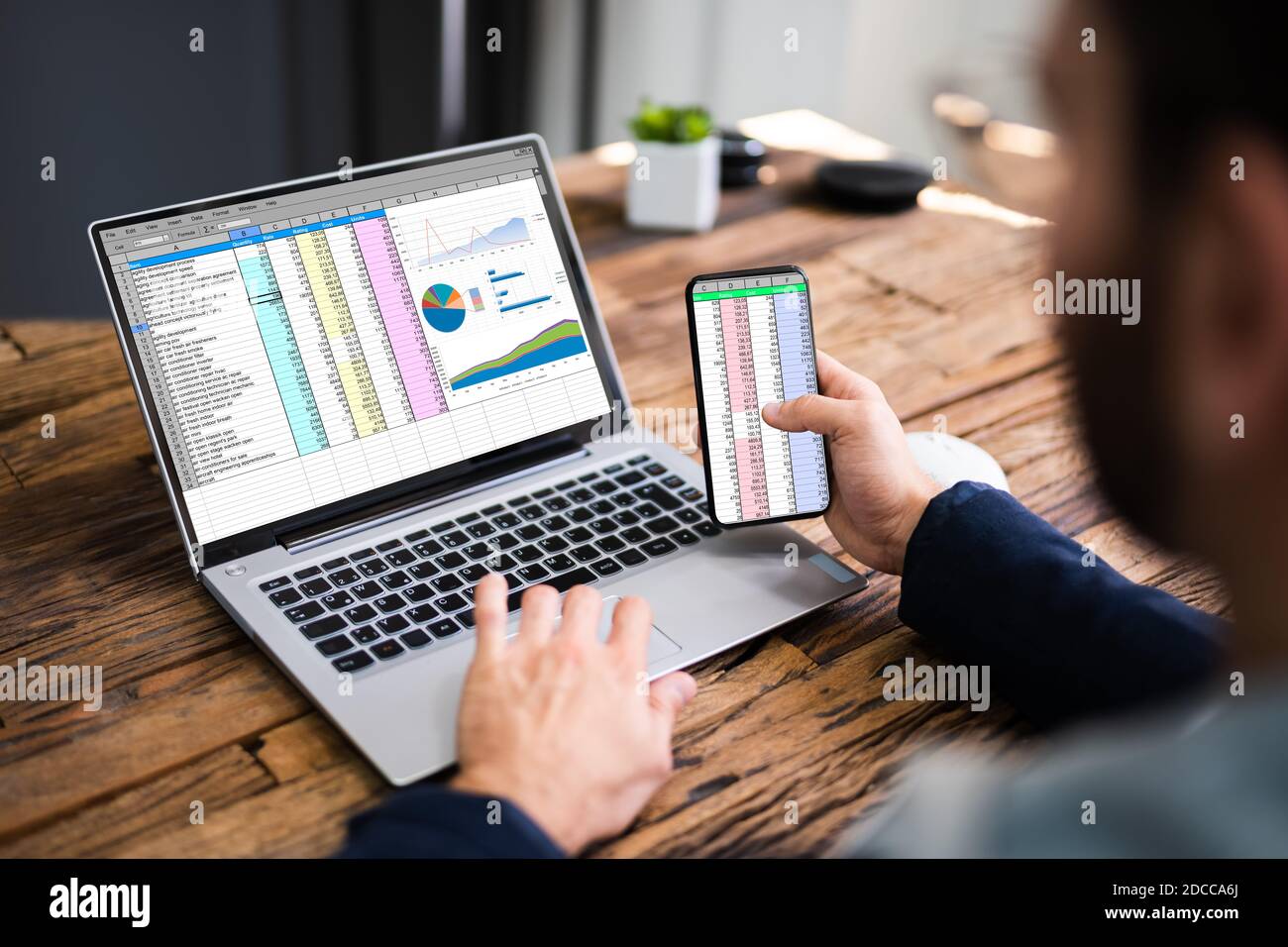 Analyst Employee Using Spreadsheet On Computer Screen Stock Photo - Alamy