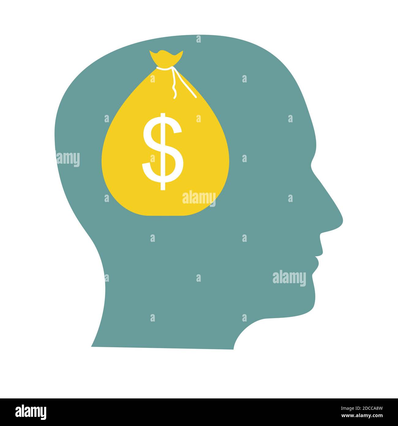 Money in Head Flat Business Concept Illustration Stock Photo - Alamy