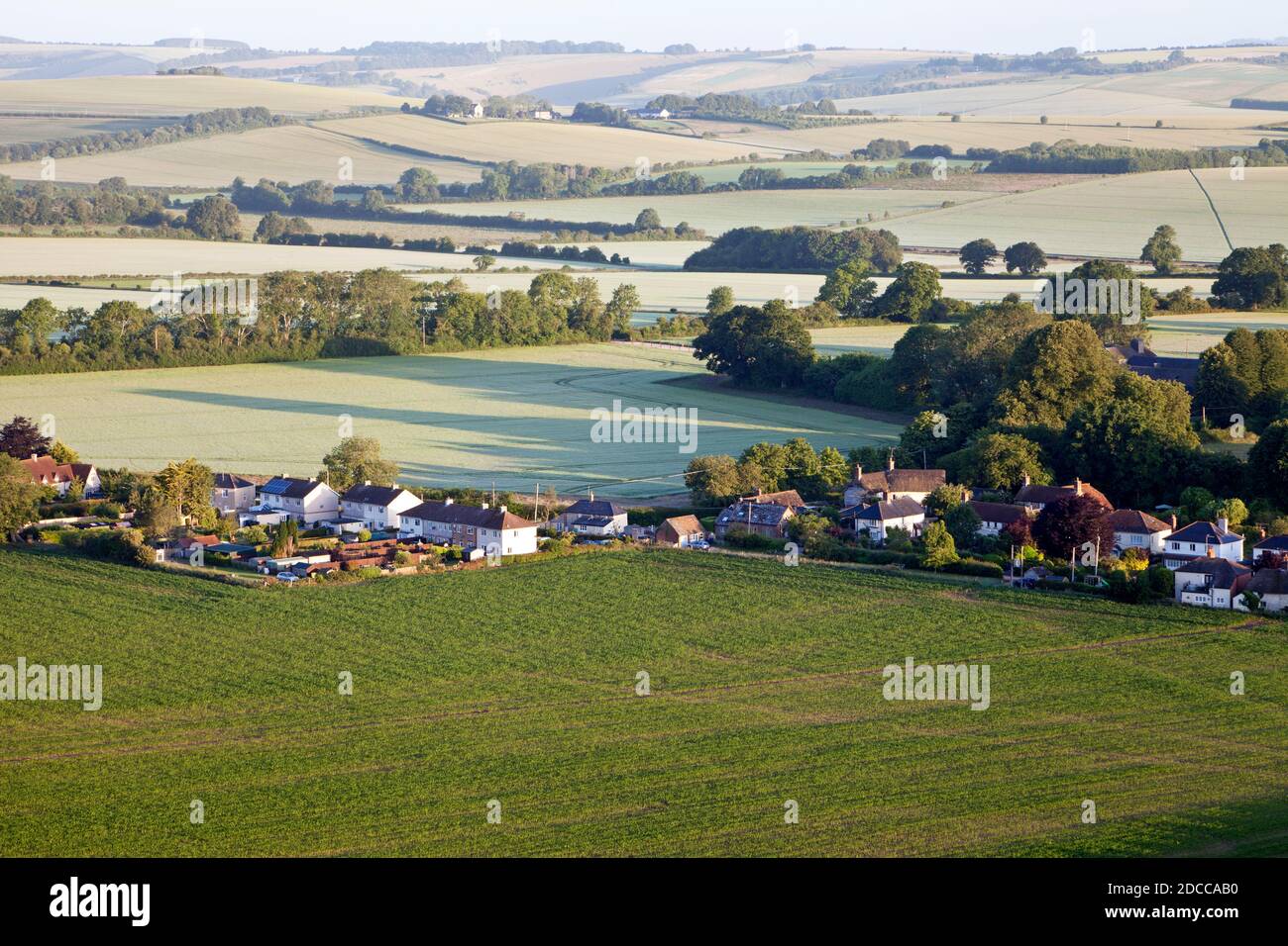 The village of Bowerchalke in Wiltshire, photographed from Marleycombe ...