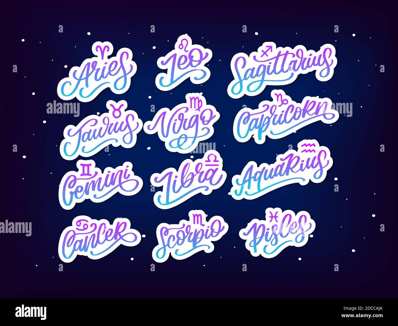 Zodiac lettering Vector Sign. Cartoon astrology text illustration ...