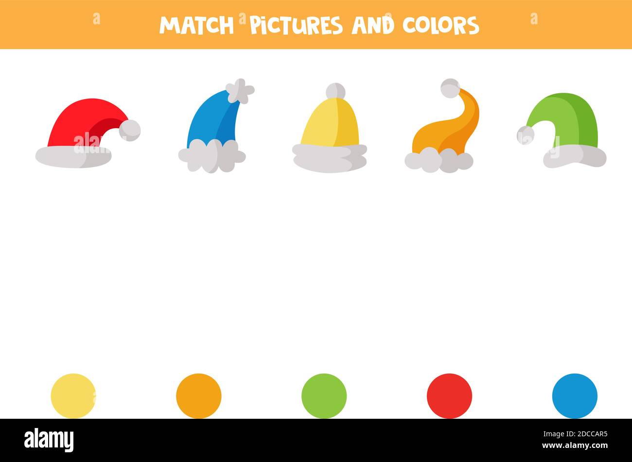 Match winter caps by colors. Educational logical game for children ...