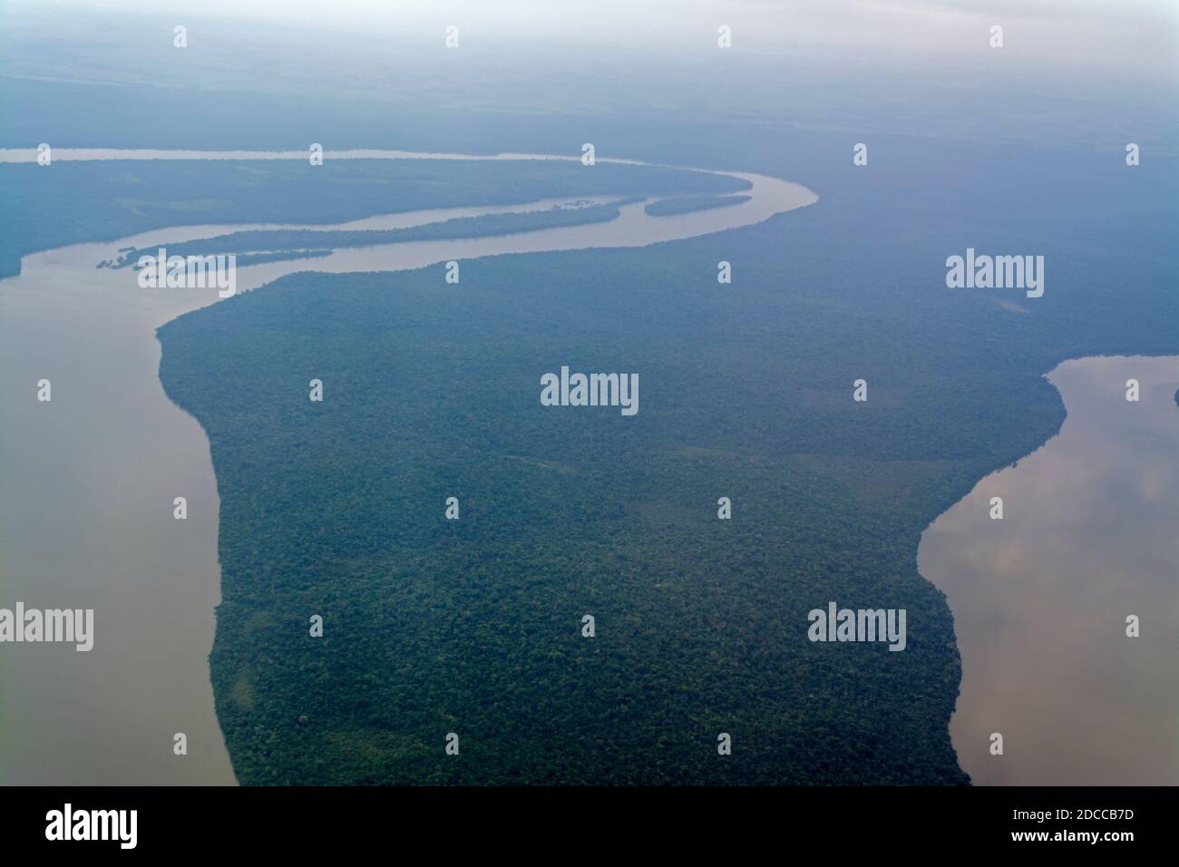 The Parana River snakes its way through the rainforest in the southern ...