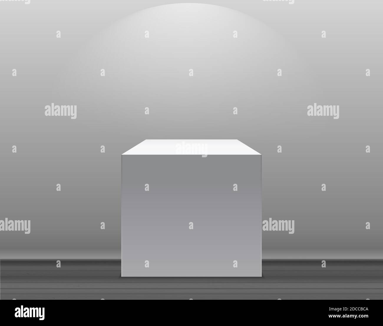Exhibition Concept, White Empty Box, Stand with Illumination on Gray ...