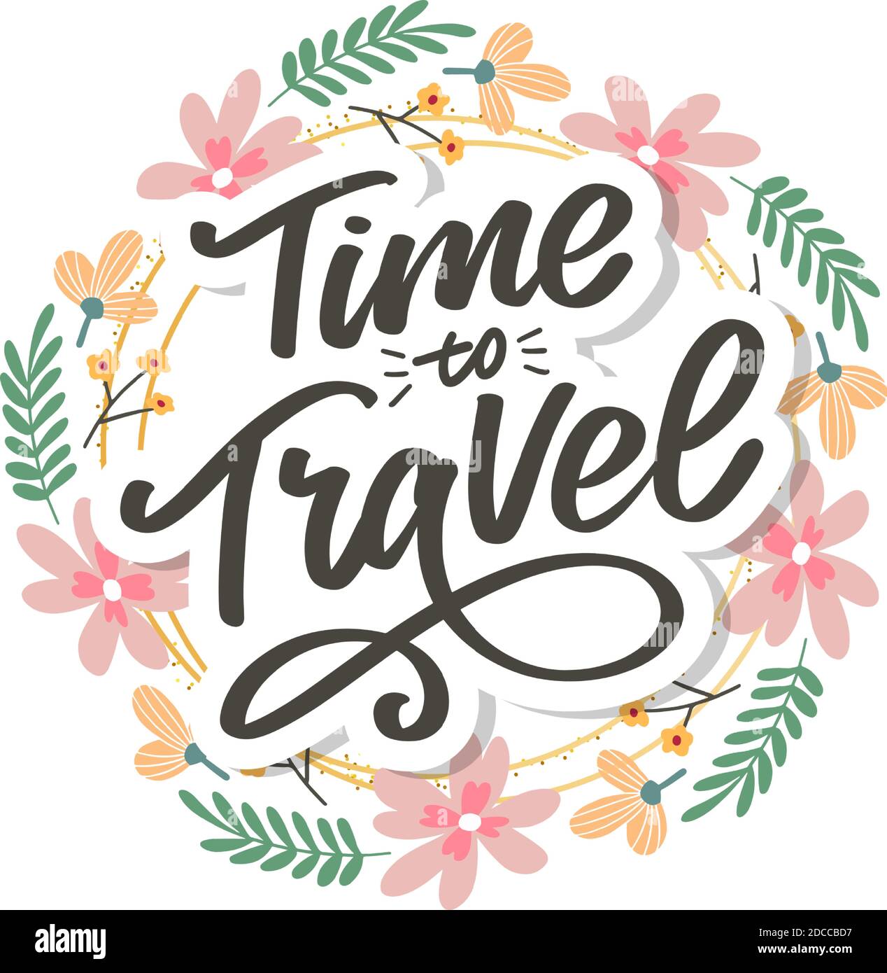 Calligraphic Writing It's Travel Time . vector illustration Stock ...