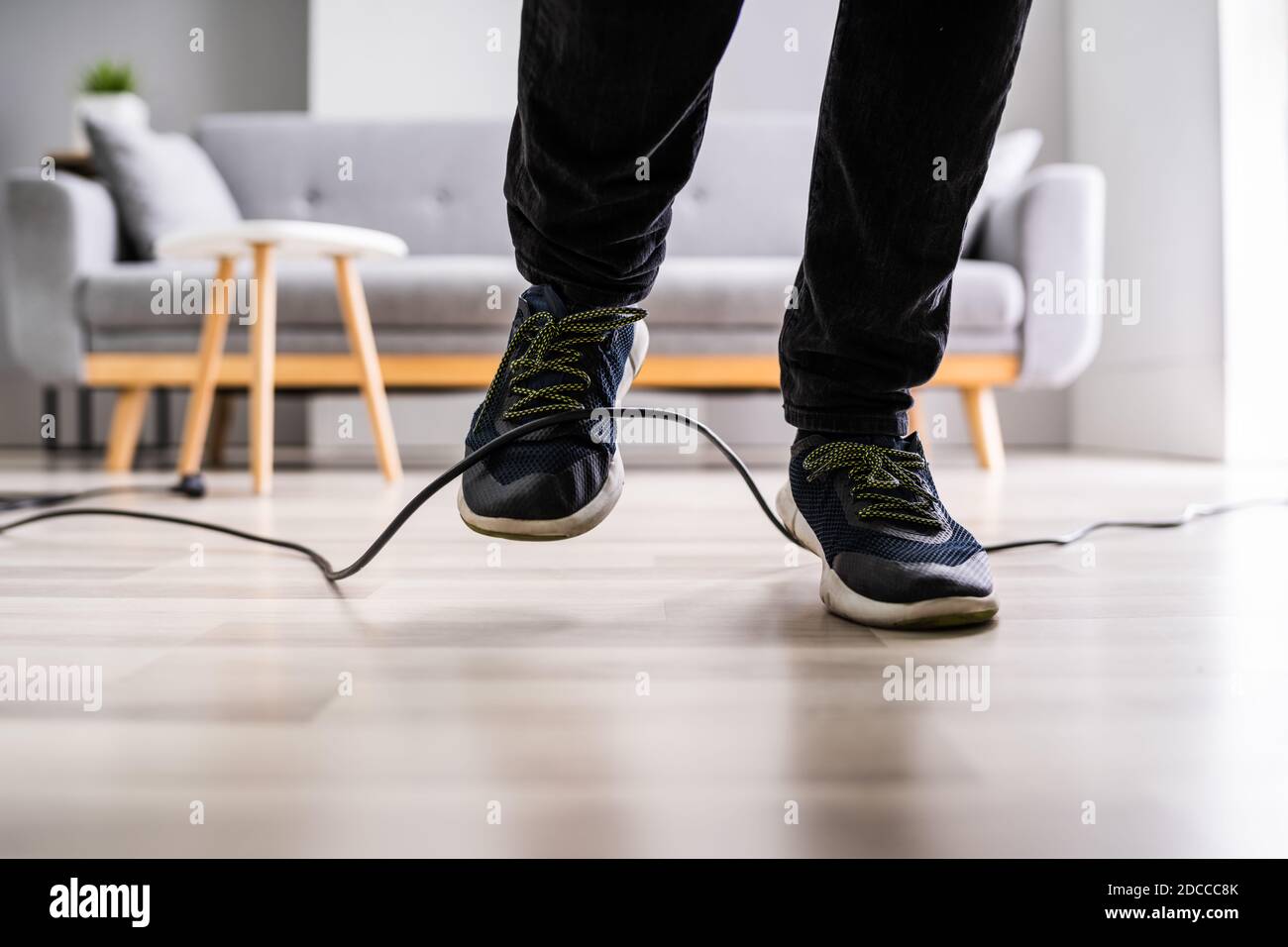 Stumble Over Cable. Clumsy Office Falldown. Insurance Compensation ...