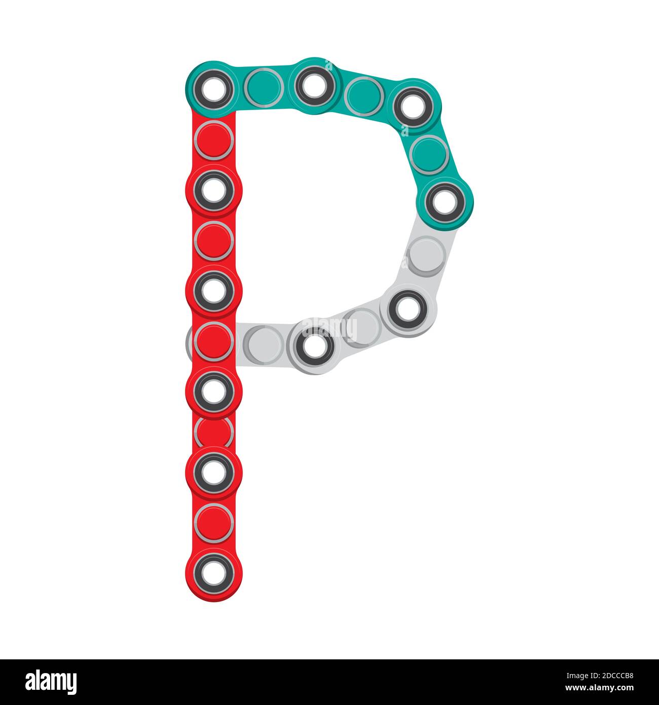 Alphabet from the New popular anti-stress toy Spinner. Letter P ...
