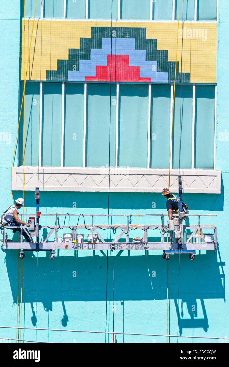 Miami Beach Florida,window washers,building cleaners mosaic tile raised ...