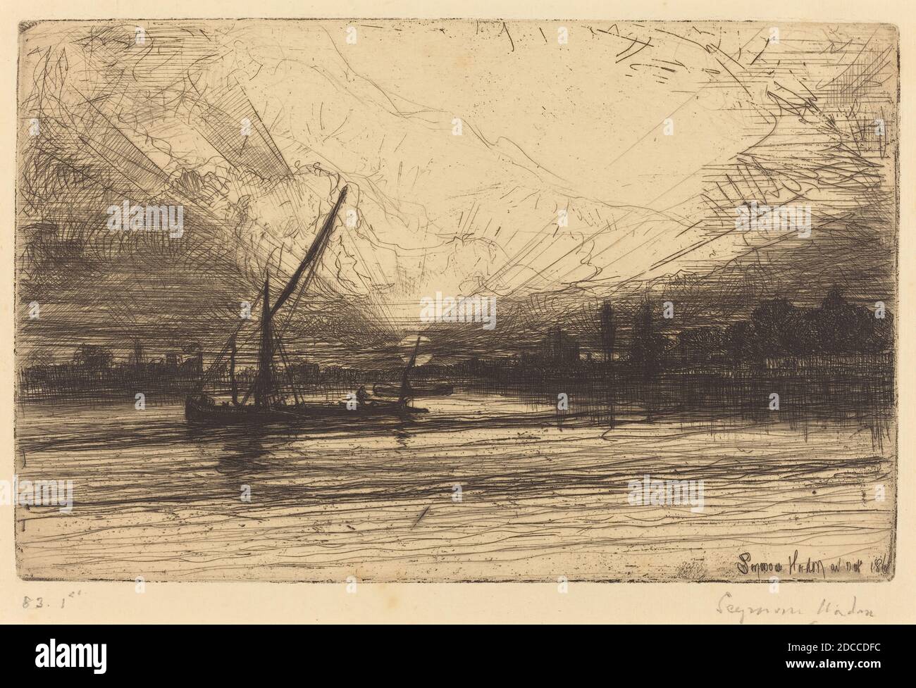 Francis Seymour Haden, (artist), British, 1818 - 1910, Sunset on the ...