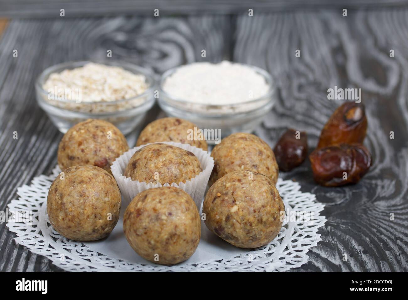 Dried fruit and oatmeal sweets. Nearby ingredients for their ...