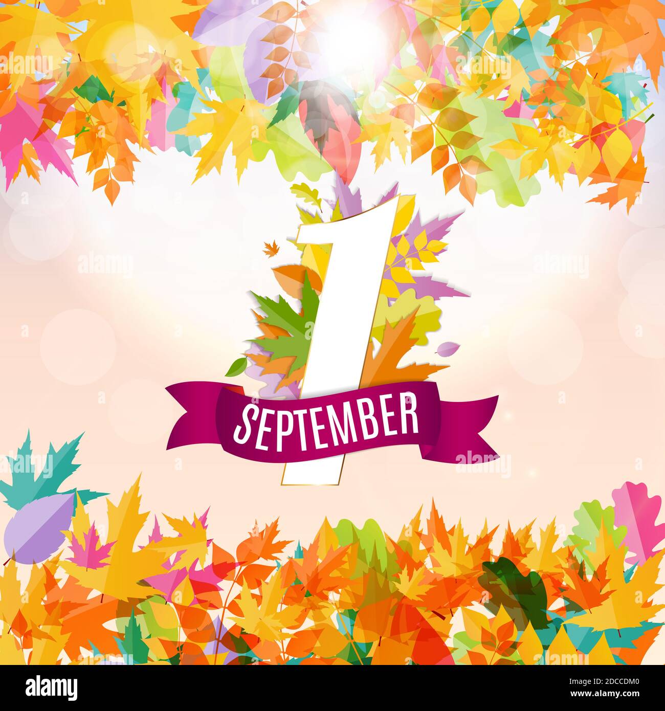 First 1 September Template Illustration Stock Photo - Alamy