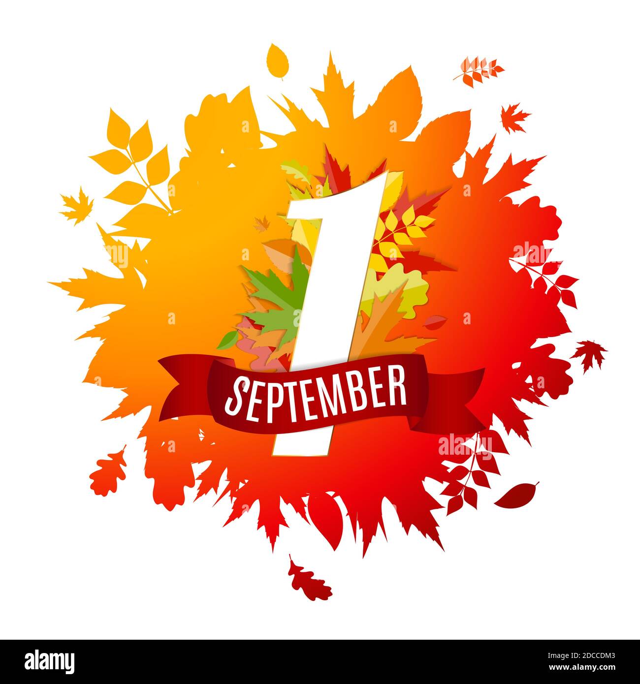 First 1 September Template Illustration Stock Photo - Alamy