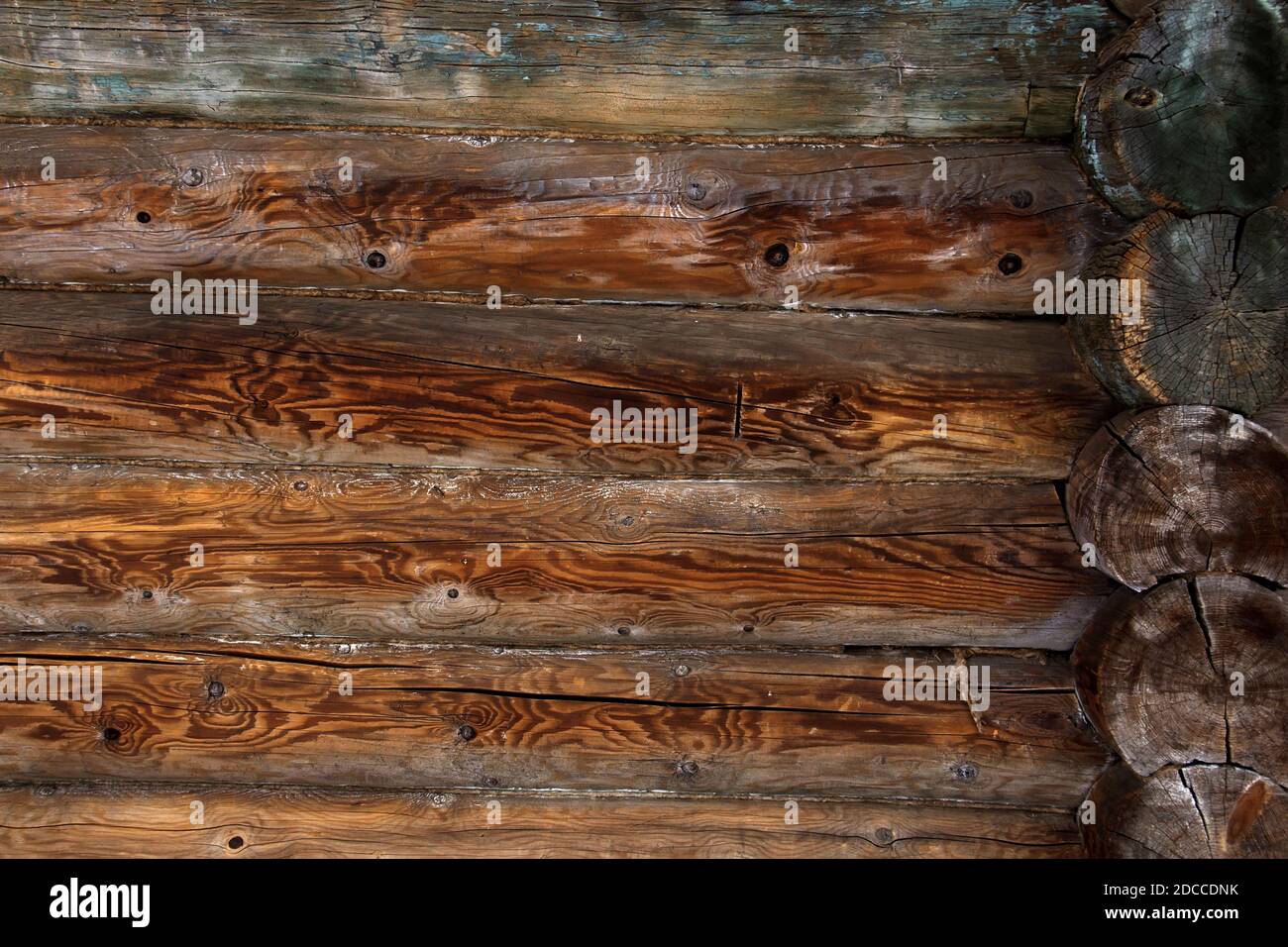 Log cabin wall background. Old weathered orange logs. Wooden background ...