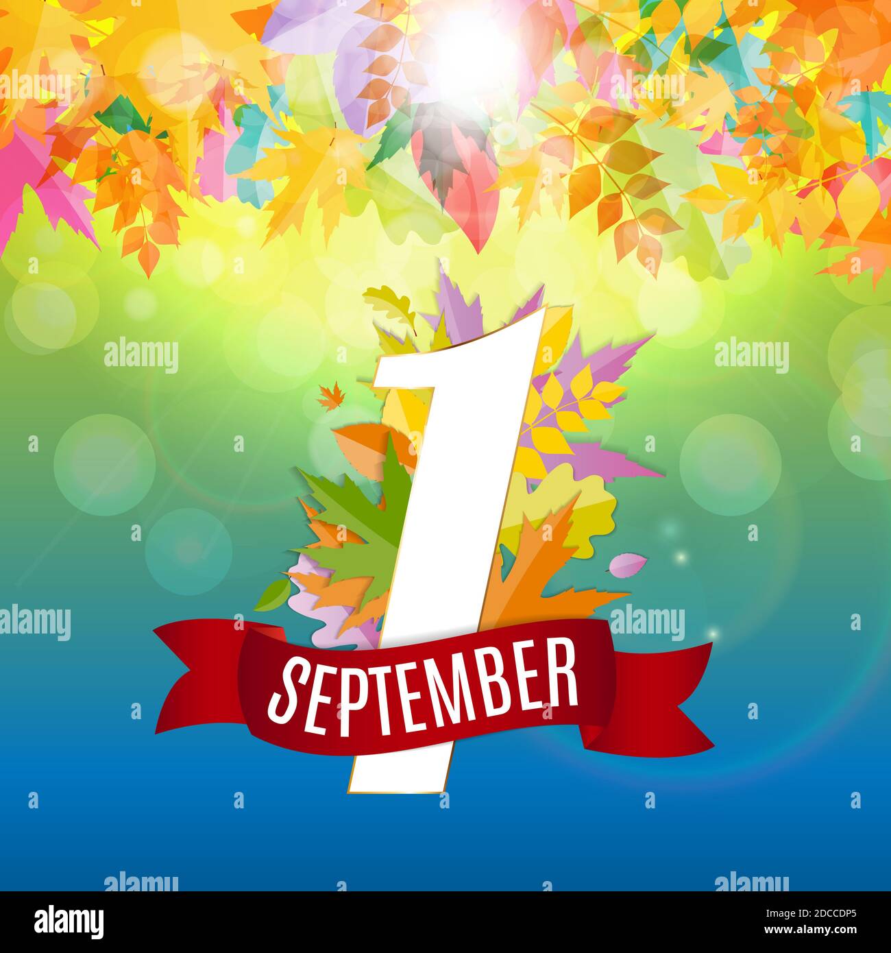 First 1 September Template Illustration Stock Photo - Alamy