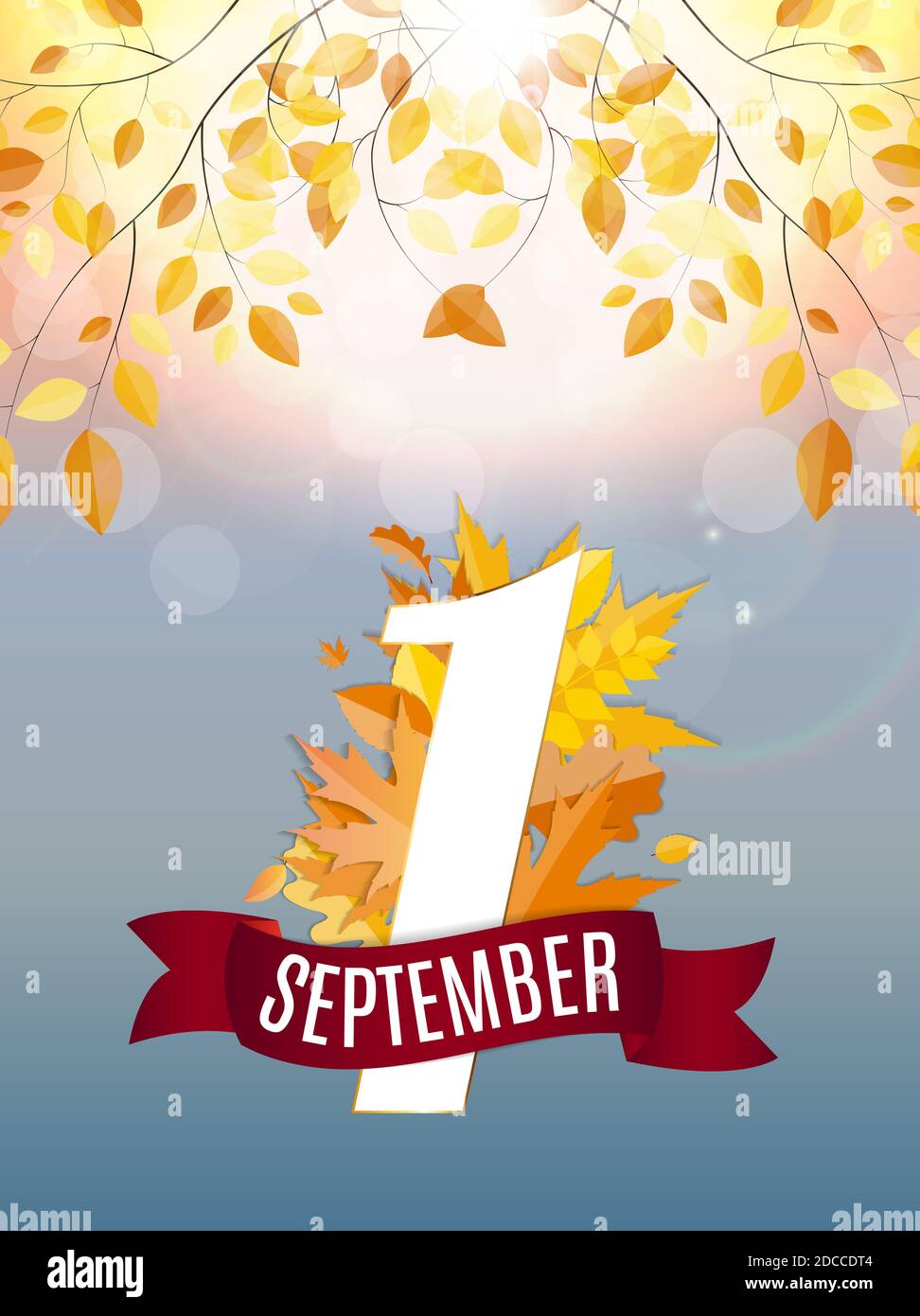 First 1 September Template Illustration Stock Photo - Alamy