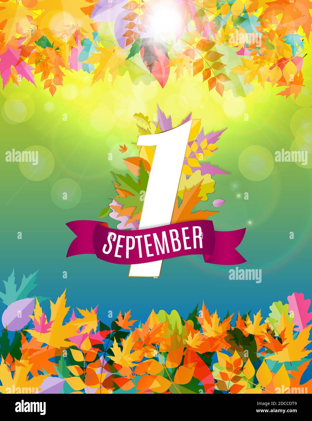 First 1 September Template Illustration Stock Photo - Alamy