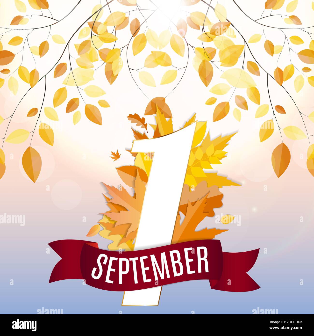 First 1 September Template Illustration Stock Photo - Alamy