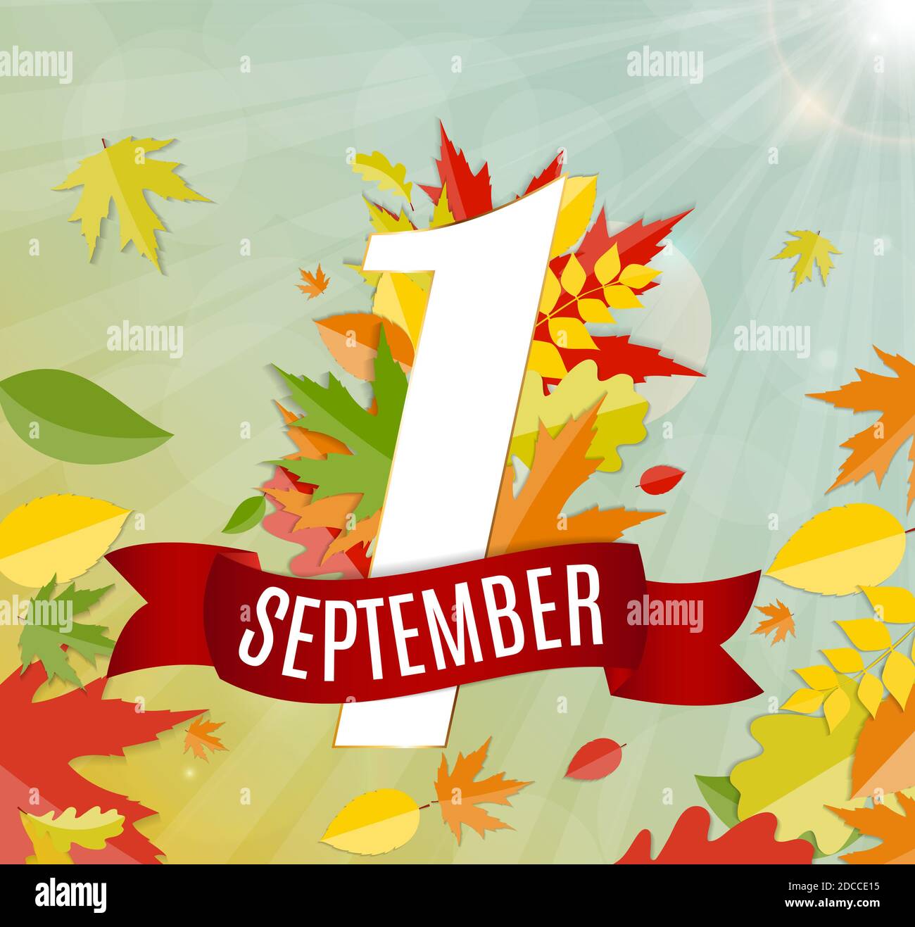 First 1 September Template Illustration Stock Photo - Alamy