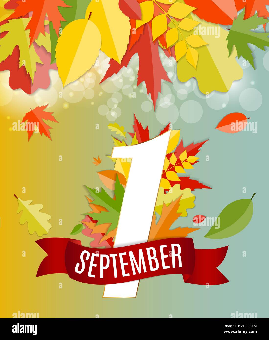 First 1 September Template Illustration Stock Photo - Alamy