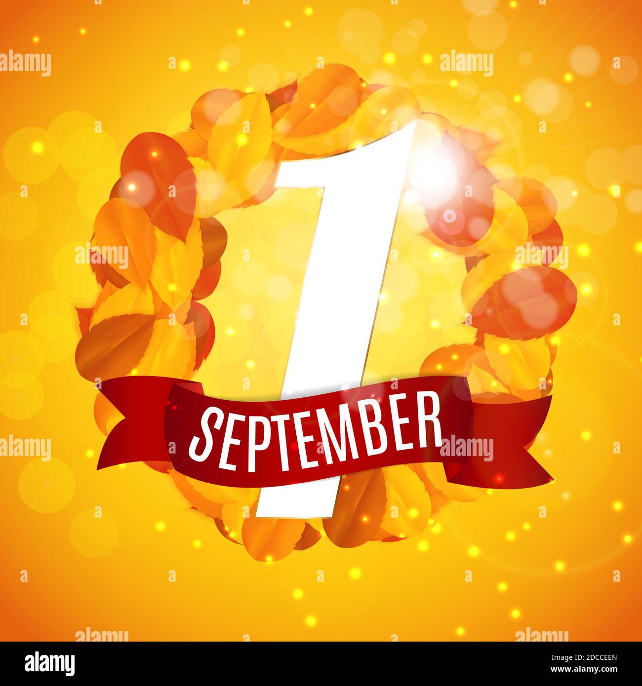 First 1 September Template Illustration Stock Photo - Alamy