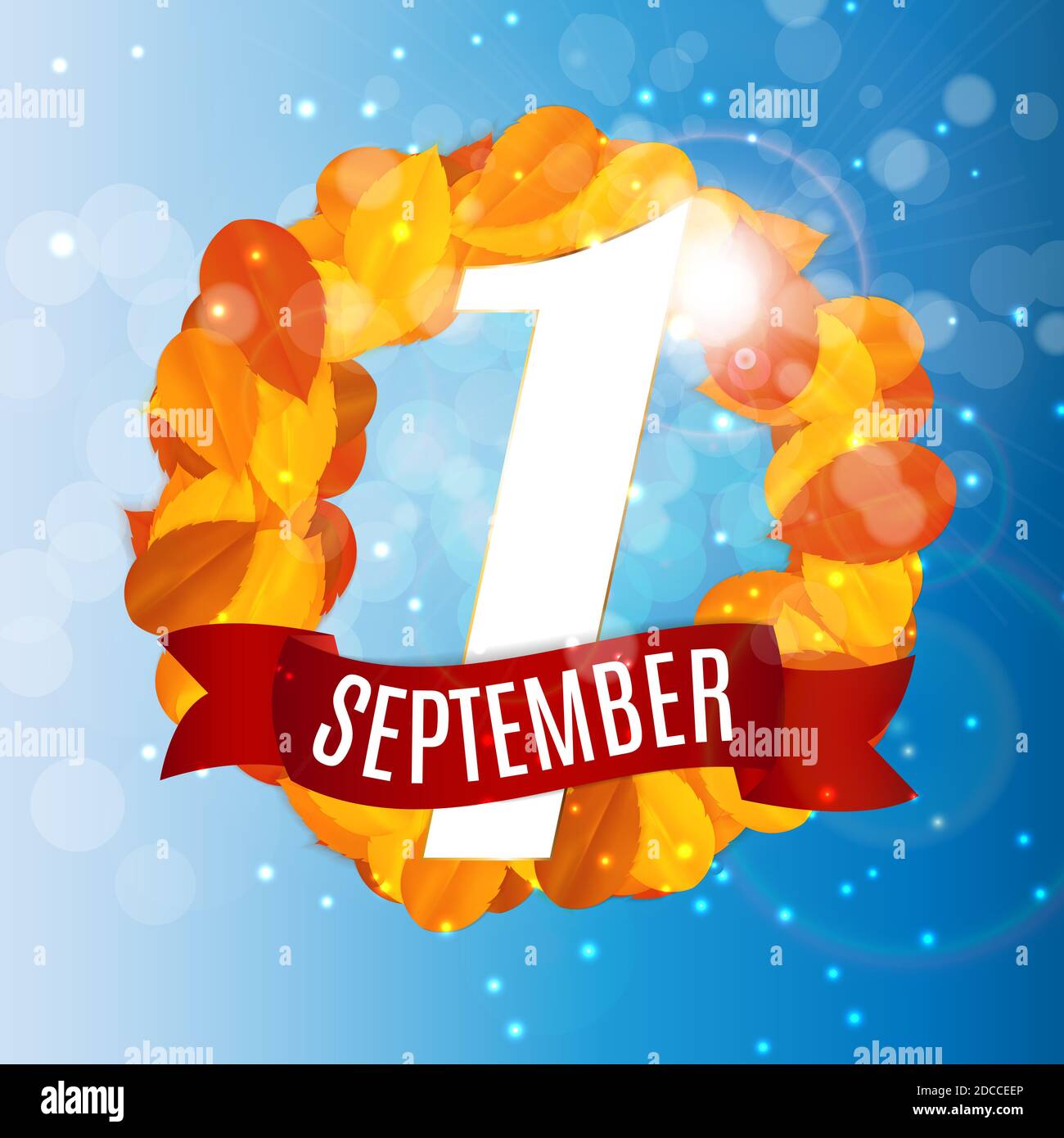 First 1 September Template Illustration Stock Photo - Alamy
