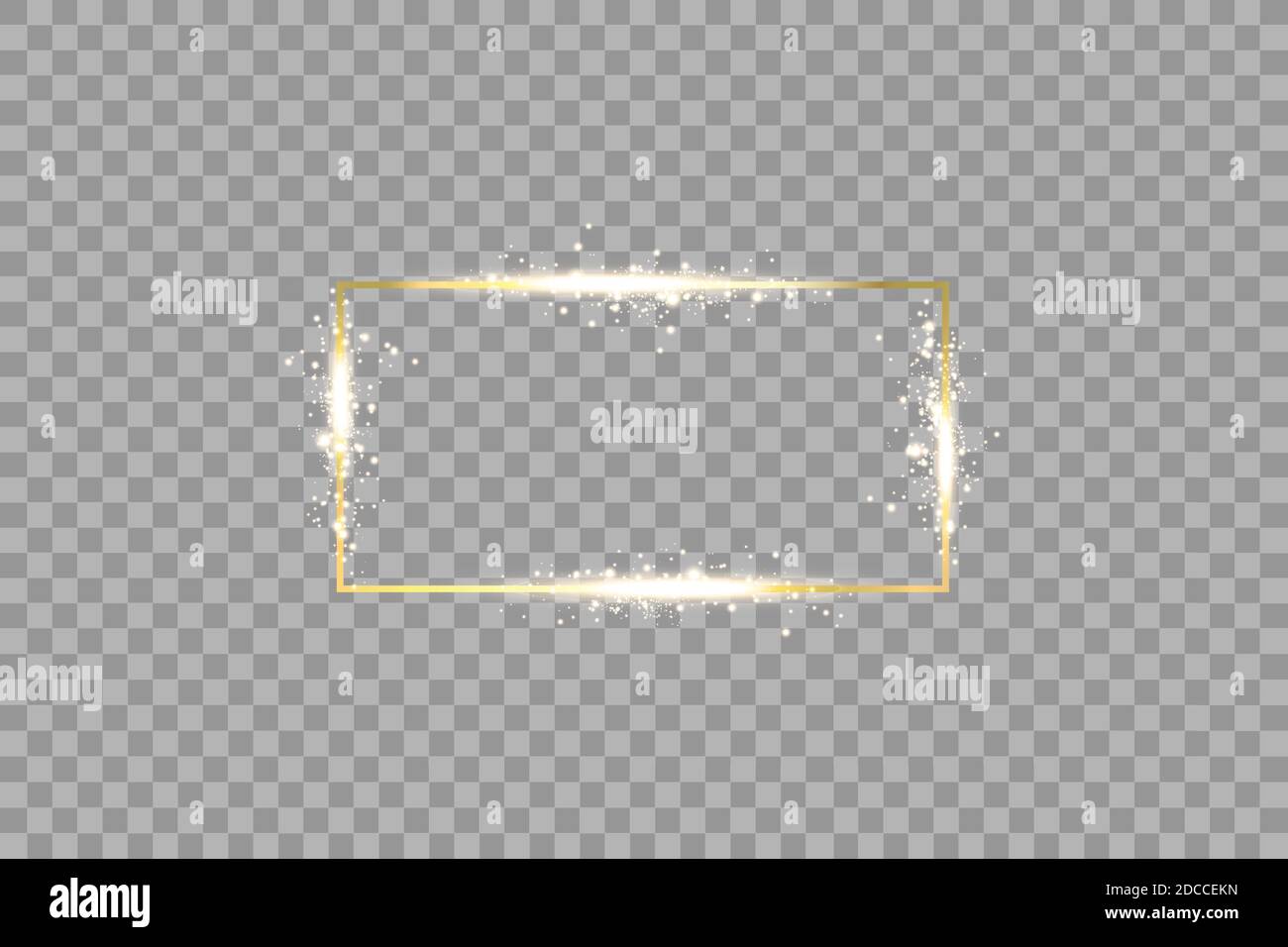 Golden frame with lights effects. Shining rectangle banner. Isolated on ...