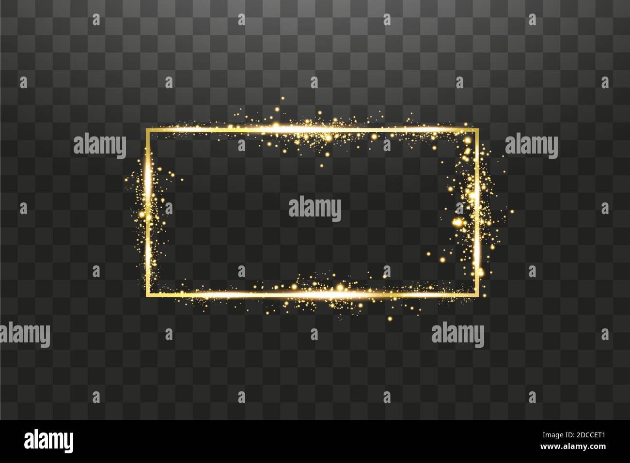 Golden frame with lights effects. Shining rectangle banner. Isolated on ...