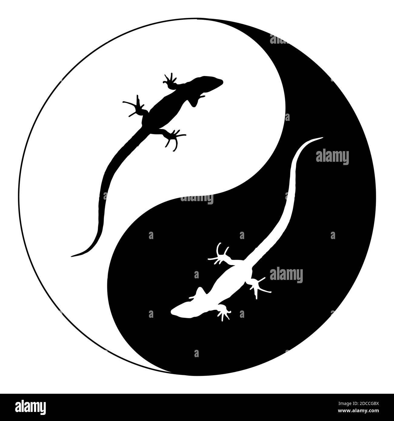 Silhouette lizard Yin Yang. Isolated Illustration Stock Photo - Alamy