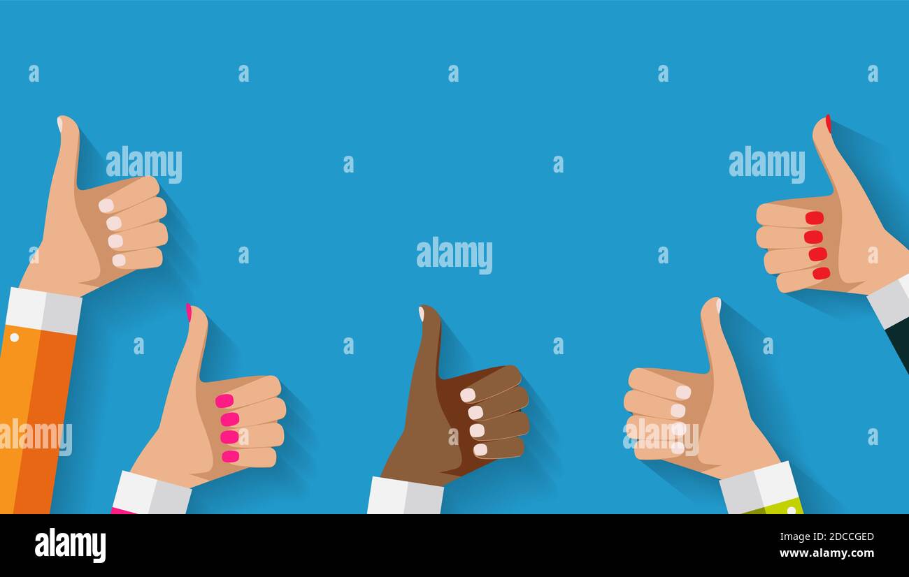Flat Design Thumbs Up Background . Illustration Stock Photo - Alamy