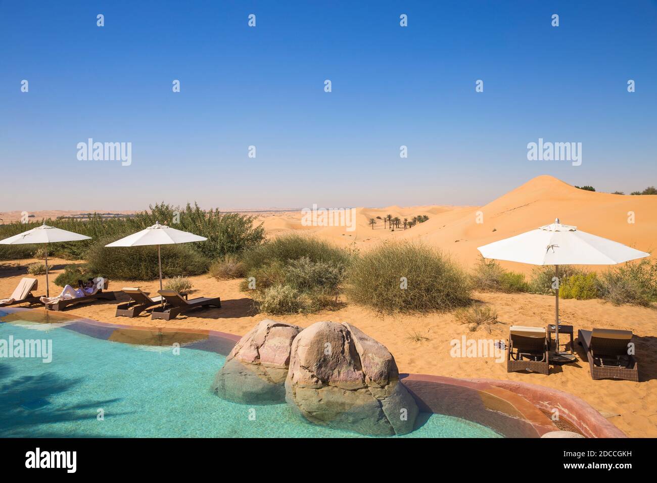 United Arab Emirates, Abu Dhabi, Al Ain, Remah Desert, Outdoor swimming ...