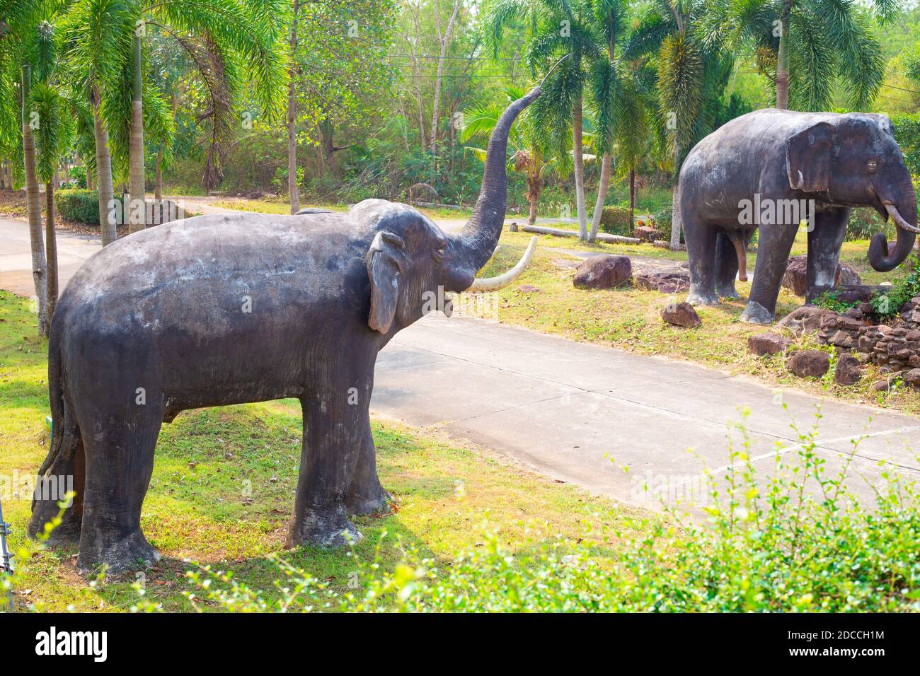 Koh Chang, Thailand - 01/17/2020:sculptures of elephants in the jungle ...