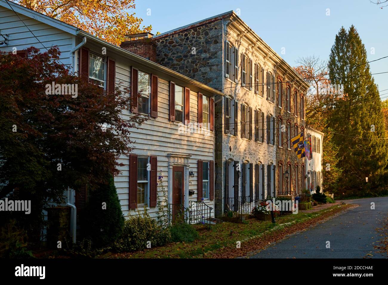 Rowhouses on a typical street in Dickeyville, the Colonial-era ...