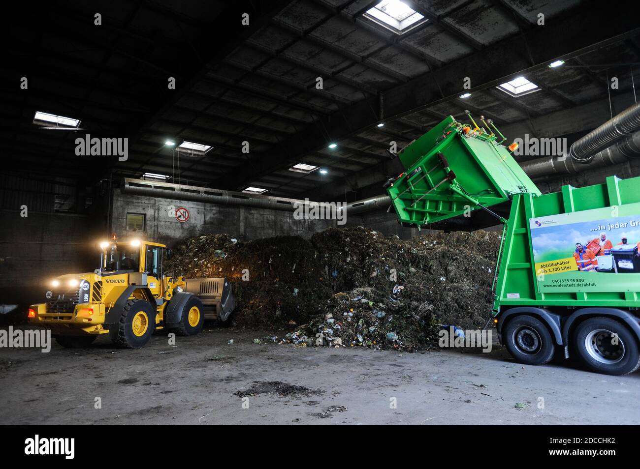 GERMANY, Hamburg, compost factory and biogas plant , organic waste is ...