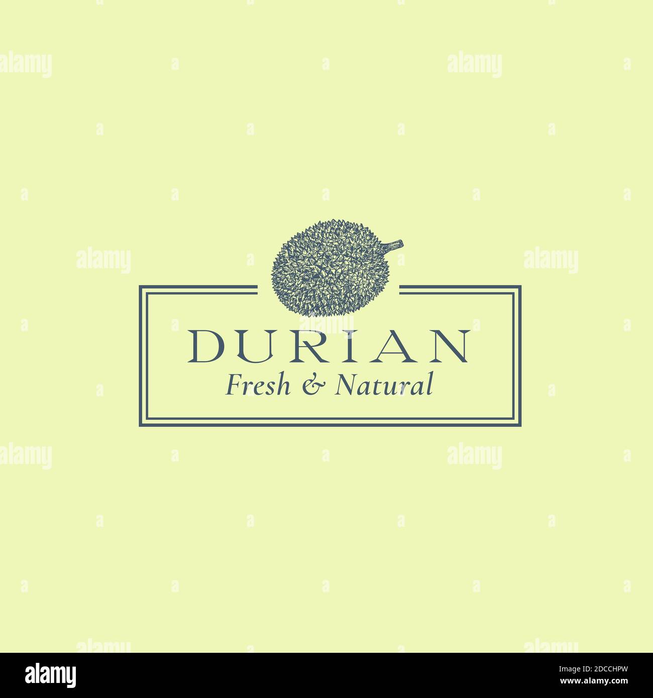 Durian Abstract Vector Sign, Symbol or Logo Template. Hand Drawn Fruit ...