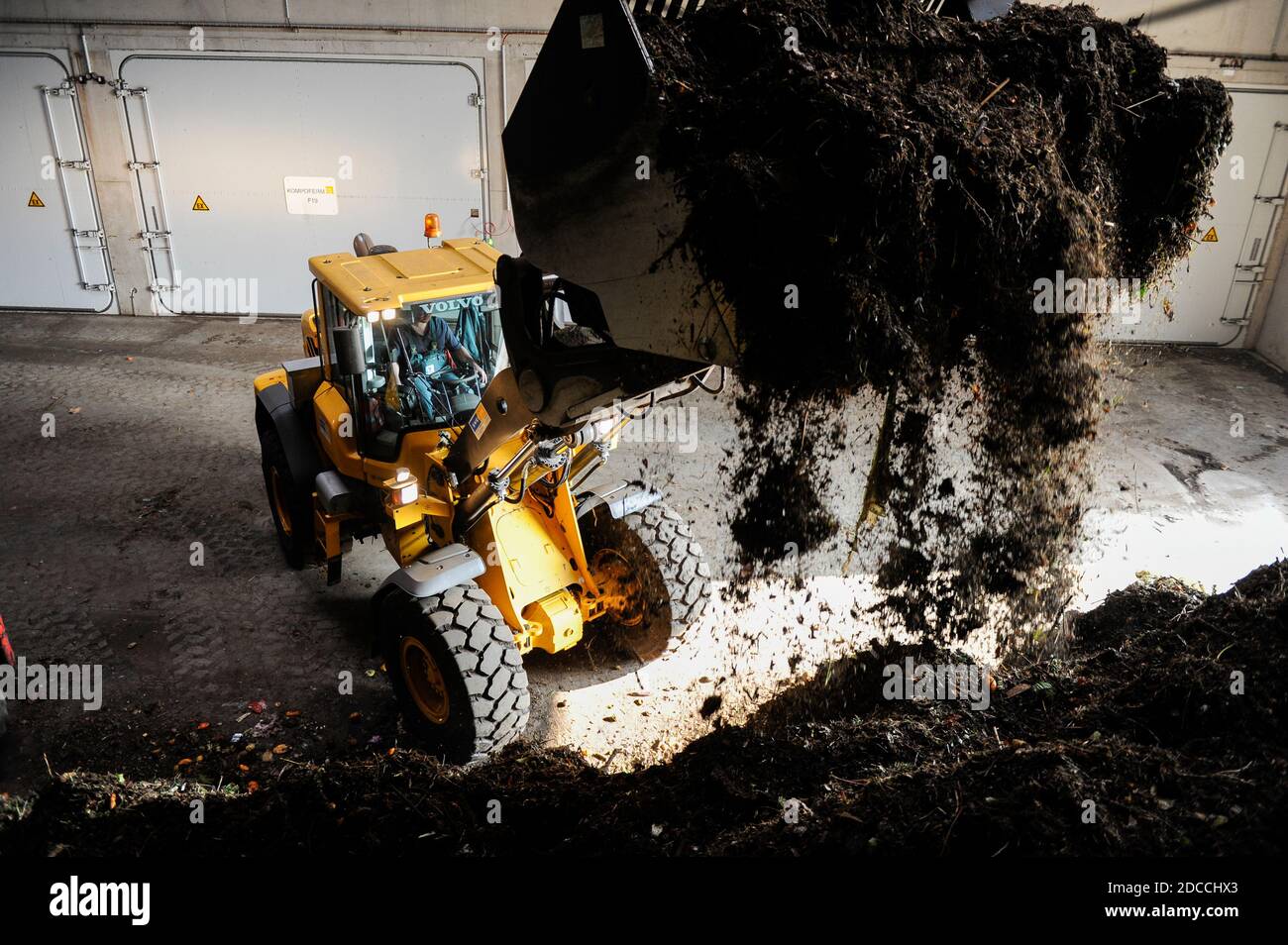 GERMANY, Hamburg, compost factory and biogas plant , organic waste is ...