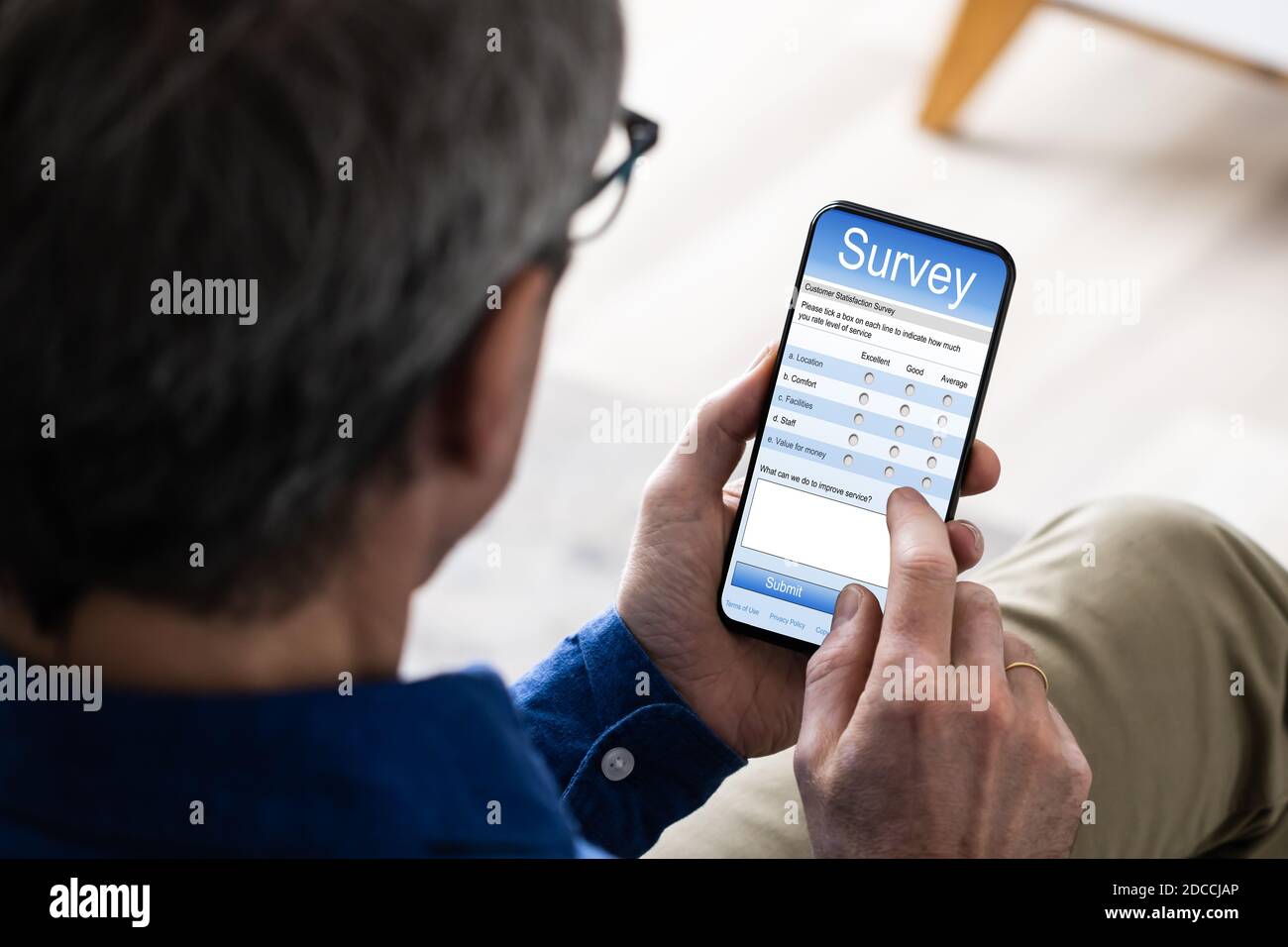 Digital Online Research Survey Form On Mobile Phone Screen Stock Photo ...