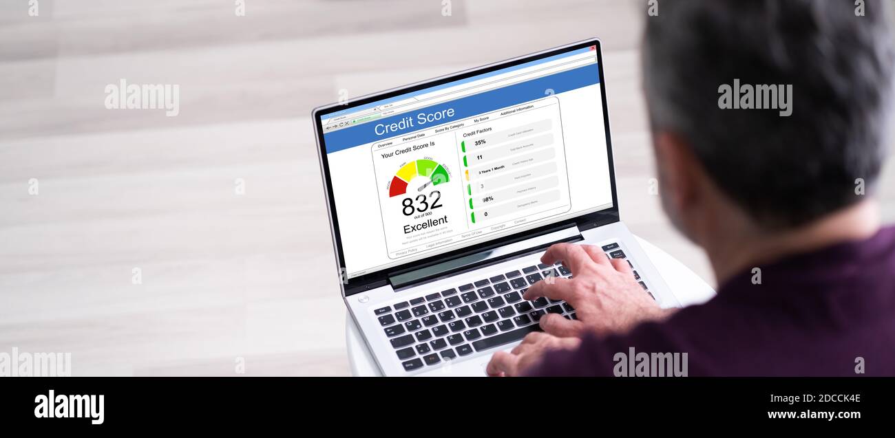 Checking Credit Score Ranking On Laptop Computer Stock Photo - Alamy