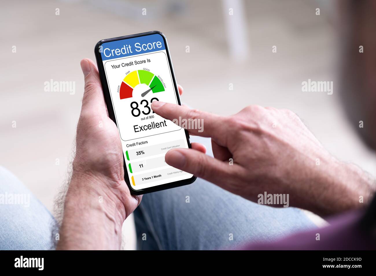 Online Credit Score Ranking On Mobile Phone Stock Photo - Alamy