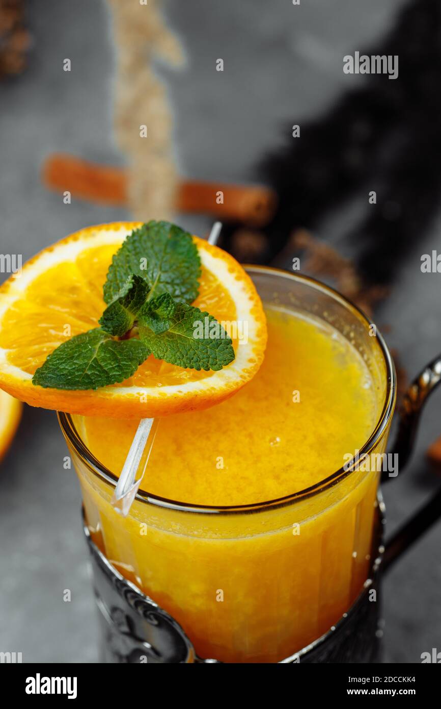 Cocktail Trans-Siberian Express. Cocktail with brandy, orange juice ...