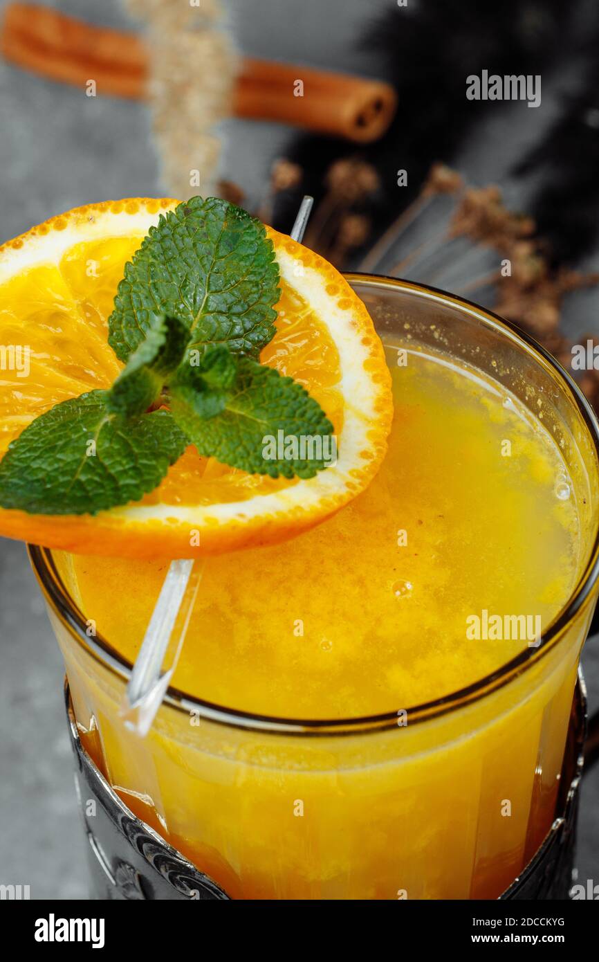 Cocktail Trans-Siberian Express. Cocktail with brandy, orange juice ...