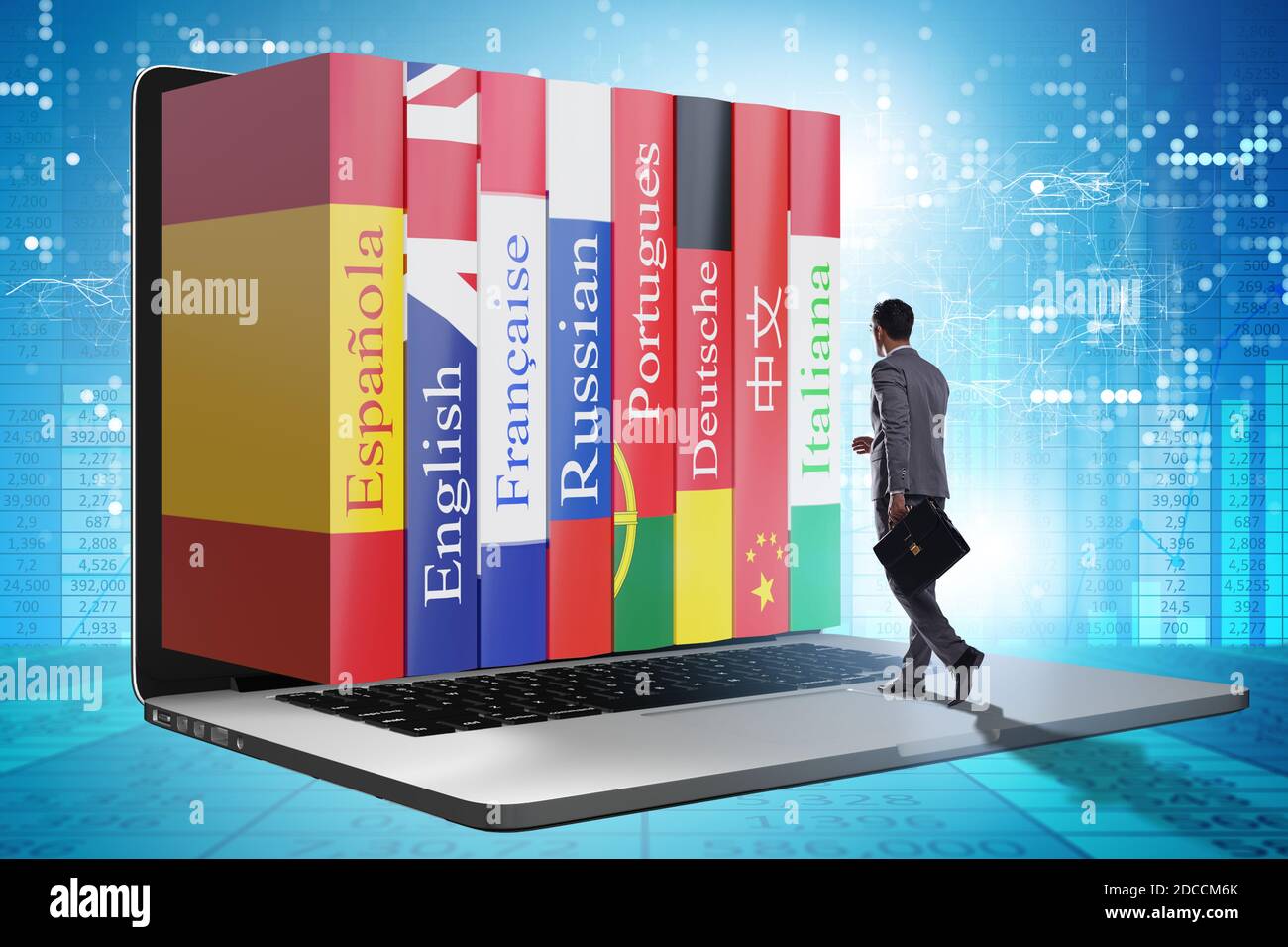 Online language learning with the businessman Stock Photo - Alamy